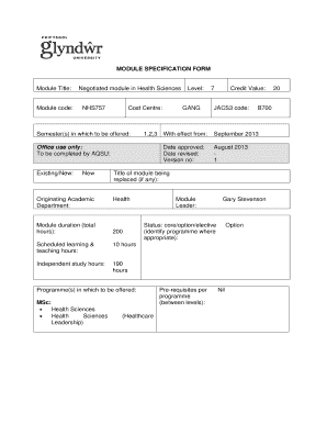 Fillable Online MODULE SPECIFICATION FORM Module Title: Negotiated ...