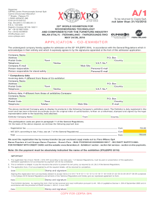 Fillable Online Application form - co-exhibitor - Xylexpo Fax Email Print - pdfFiller