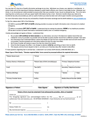 Fillable Online ak-ehealth Patient Opt-Out Form Fax Email Print - pdfFiller