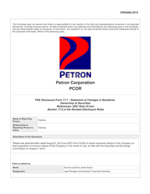 Fillable Online SEC Form 23-Bs (SYYu and ASarte) - Petron Fax Email Print - pdfFiller