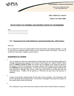 Fillable Online Invitation to tender and instructions to tenderers ...