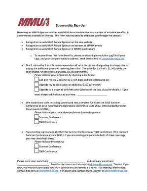 Fillable Online mmua Sponsorship sign-up form Fax Email Print - pdfFiller