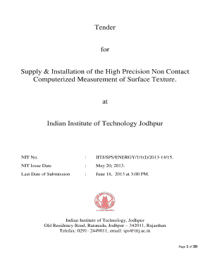 Fillable Online iitj ac Supply & Installation of the High Precision Non ...