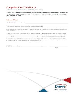 Fillable Online Complaint Form -Third Party Fax Email Print - pdfFiller