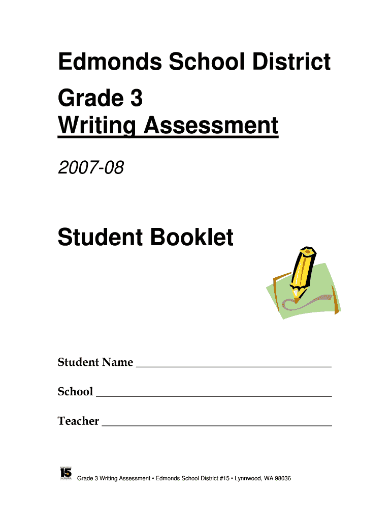 Fillable Online Teacher Edmonds Wednet Grade 3 Writing Assessment Fillable Online Teacher Edmonds Wednet Grade 3 Writing Assessment