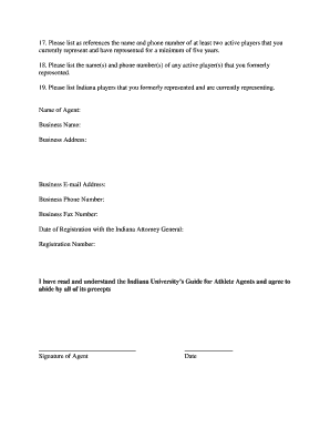 Fillable Online Indiana University Agent Questionnaire and Registration ...