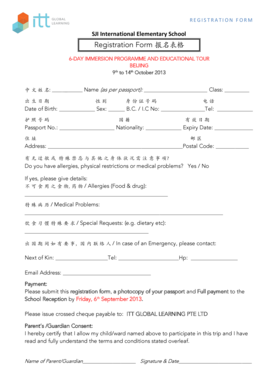 Fillable Online REGISTRATION FORM SJI International Elementary School ...