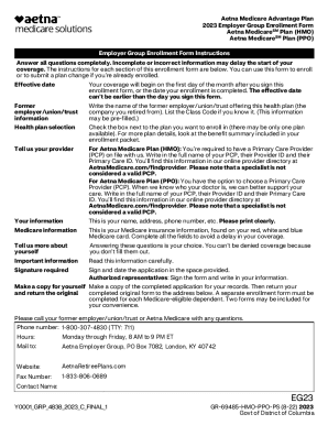 Fillable Online Aetna Medicare Advantage Plan Enrollment Fax Email ...