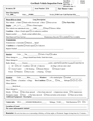 Fillable Online Vehicle Inspection Report for Ford F350 Crew Cab Fax ...