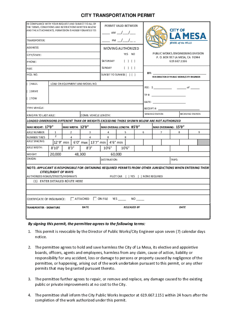 Fillable Online Appendix 25 Transportation Permit Form Dm-m-p-16 Fax ...