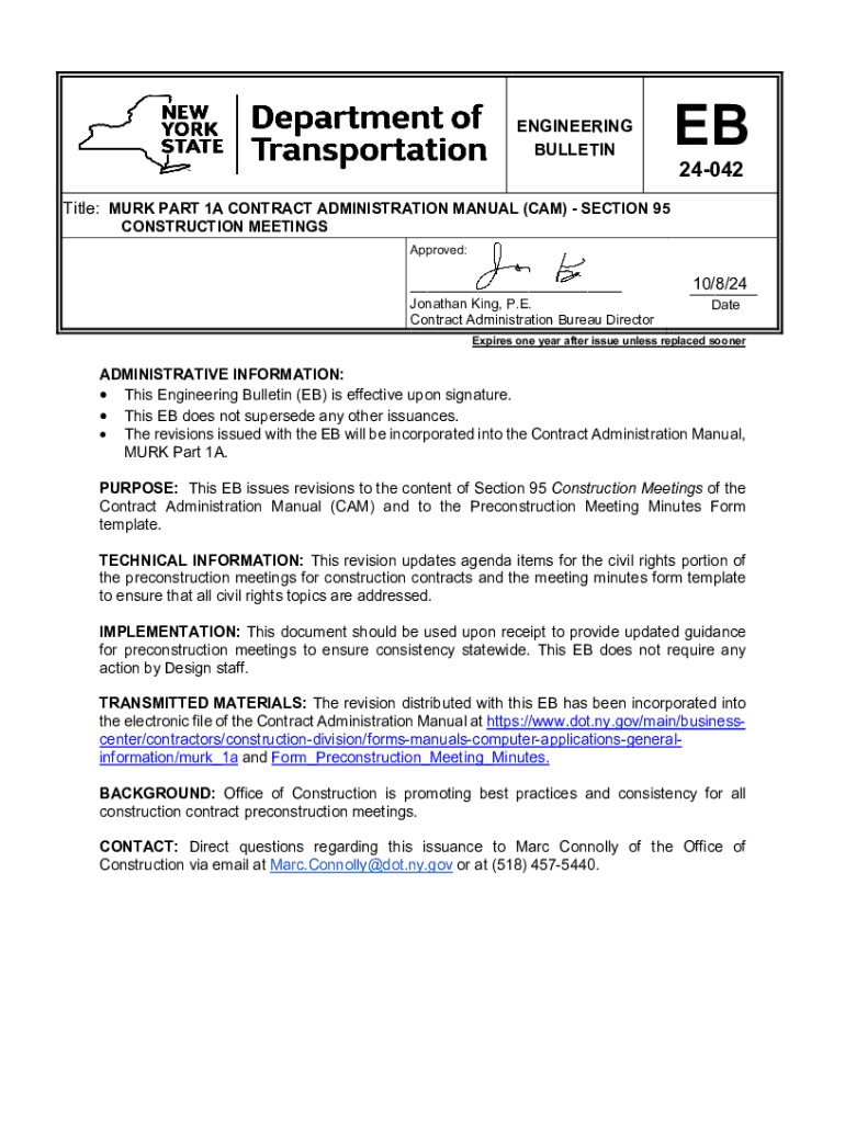 Fillable Online ENGINEERING BULLETIN 10/8/24 Fax Email Print - pdfFiller