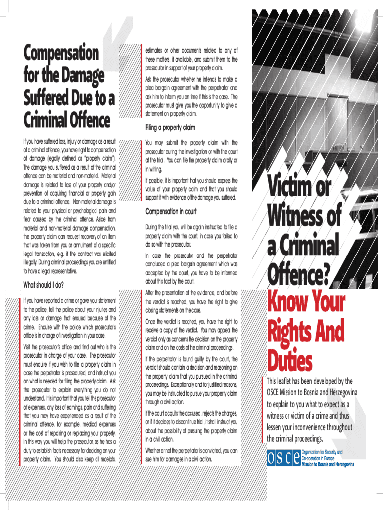 Fillable Online Victim or Witness of a Criminal Offence? Know Your ...