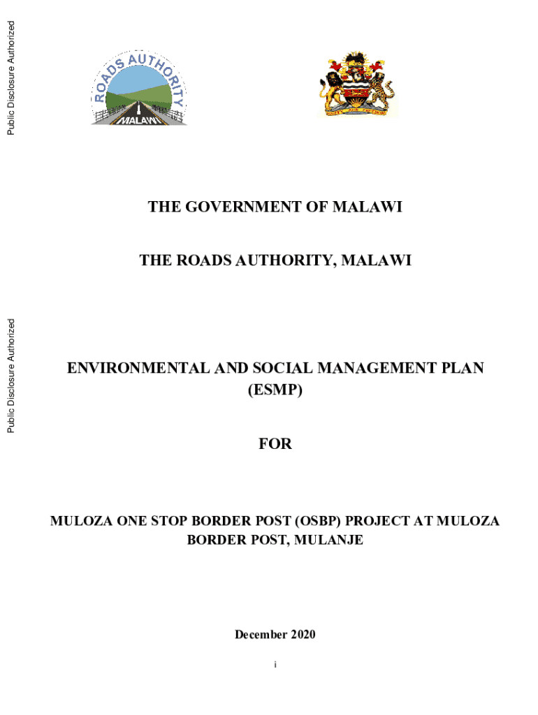 Fillable Online muloza one stop border post (osbp) project at ... Fax ...