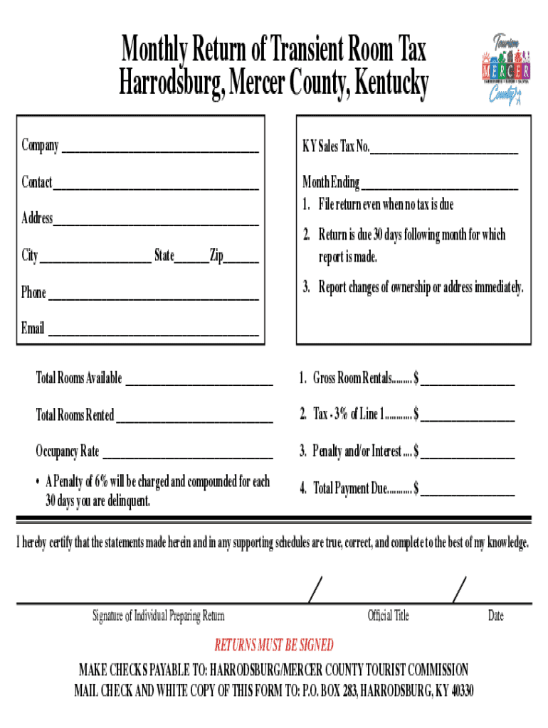 Fillable Online Transient Room Tax Return Form Fax Email Print - pdfFiller