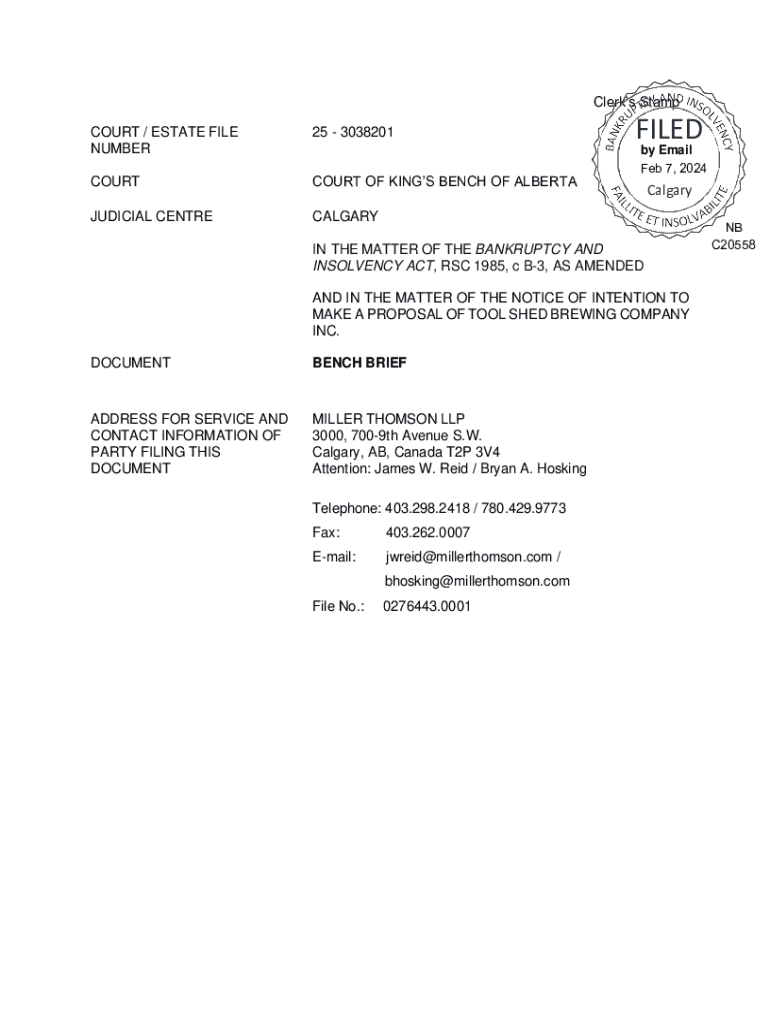 Fillable Online court file 25-2655526 number court court of queen\'s ...