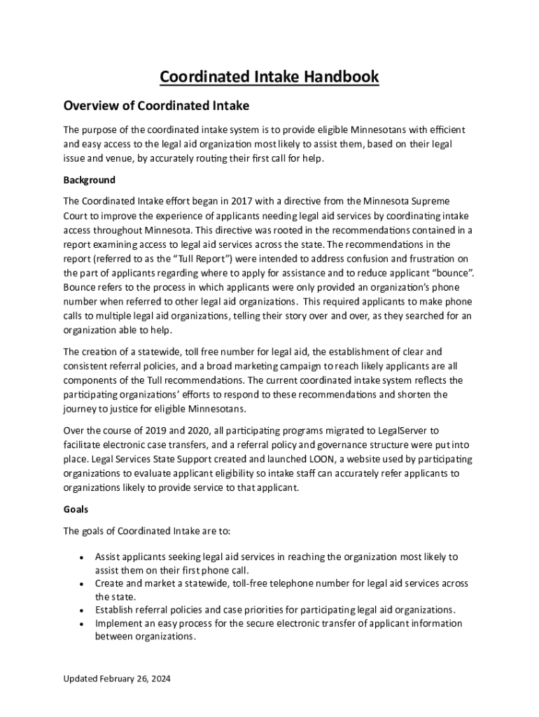 Fillable Online Coordinated Access is a centralized or ... Fax Email Print - pdfFiller