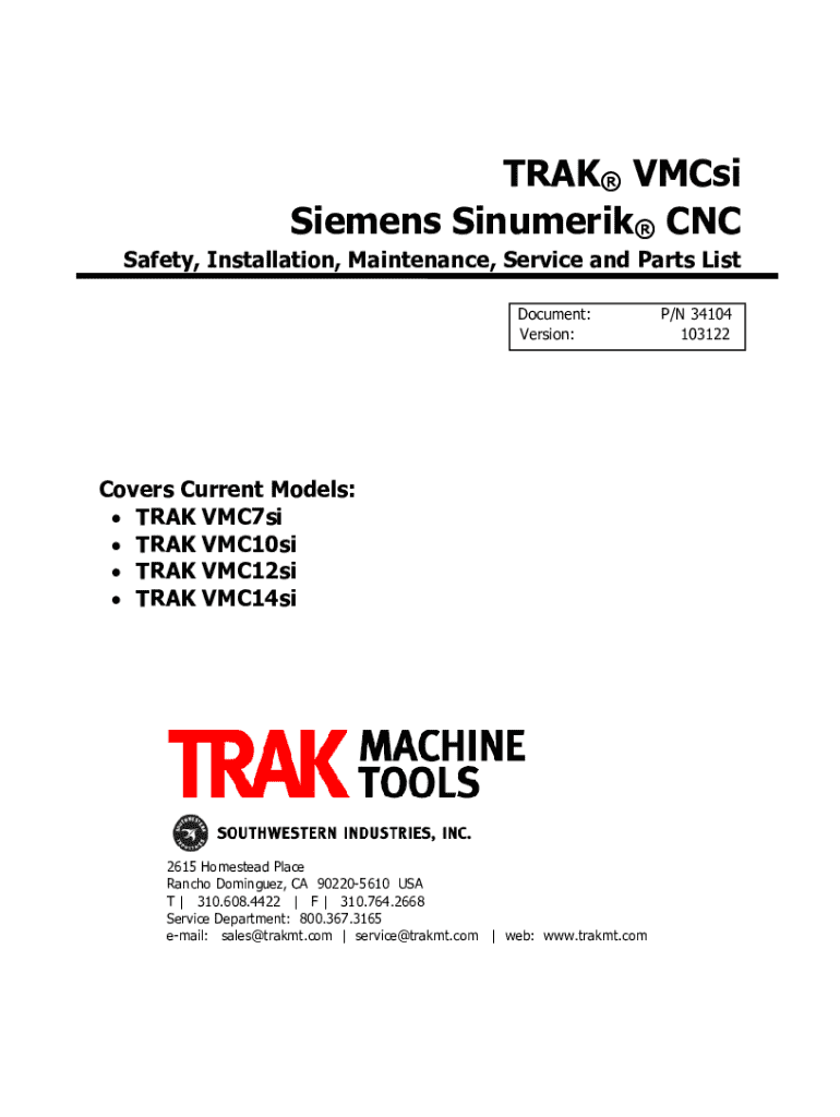 Fillable Online Trak Vmcsi Cnc Machine Documentation Fax Email Print ...