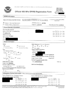 Fillable Online Official 406 Mhz Epirb Registration Form Fax Email ...