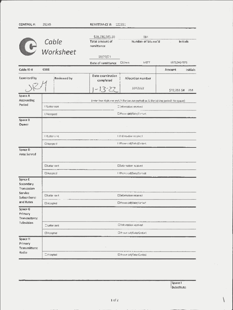 Fillable Online Statement of Account for Secondary Transmissions by Cable Systems (long Form ...