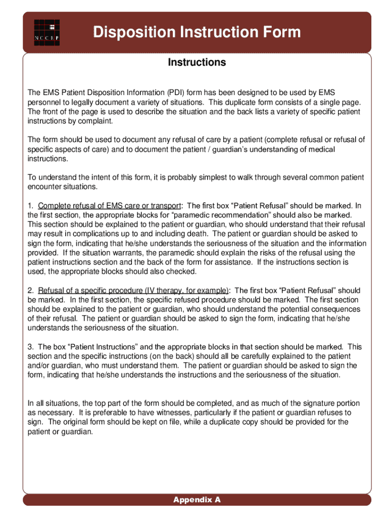 Fillable Online Ems Patient Disposition Information Fax Email Print ...