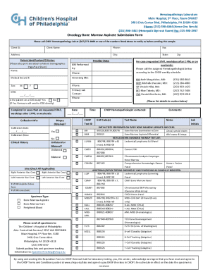 Fillable Online Bone Marrow Aspirate Submission Form for Chop ...