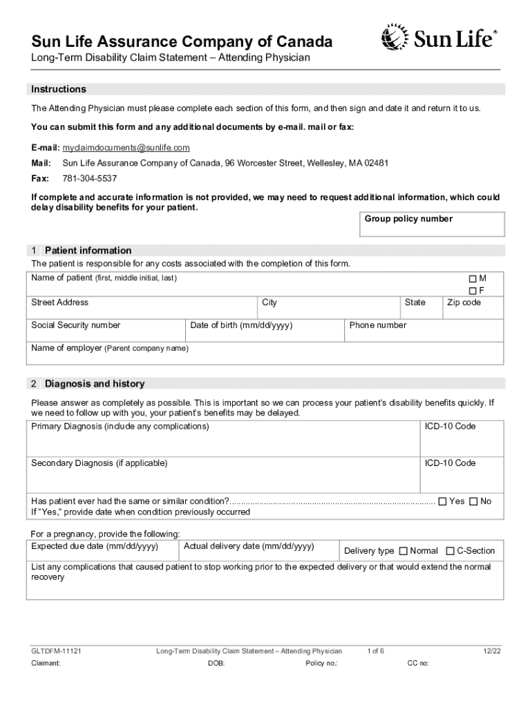 Fillable Online Long-term Disability Claim Statement Fax Email Print ...