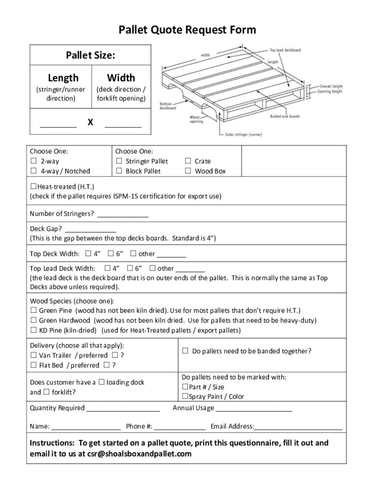 Fillable Online Pallet Quote Request Form Fax Email Print - pdfFiller