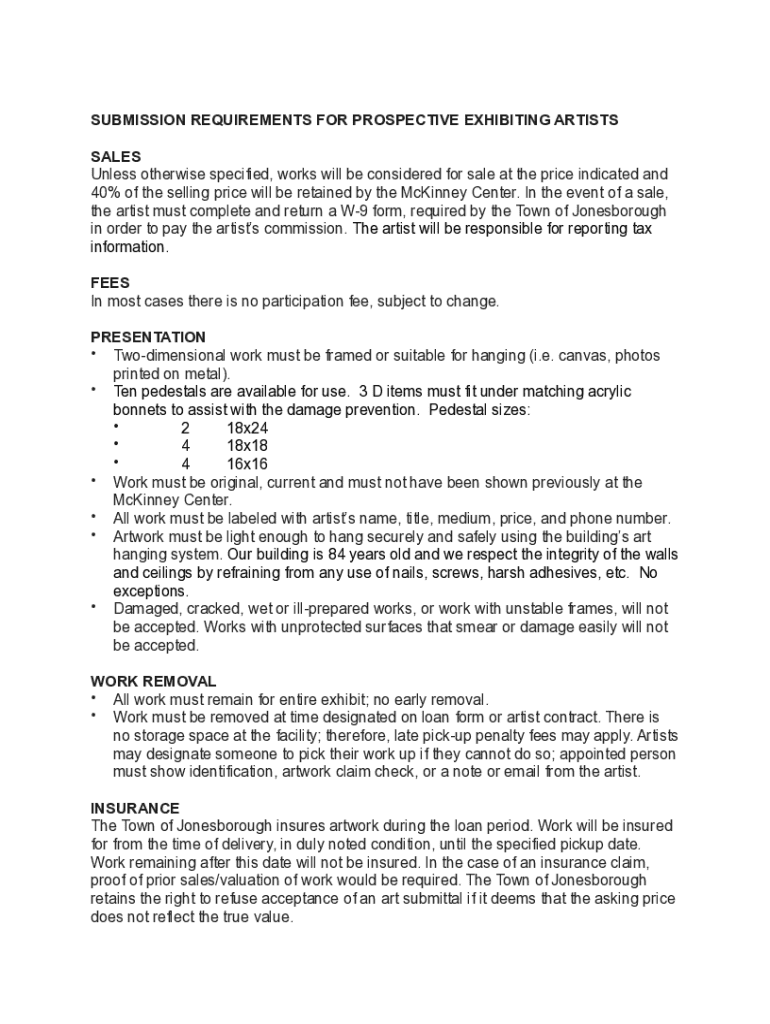 Fillable Online Exhibition Submission Guidelines Fax Email Print - pdfFiller