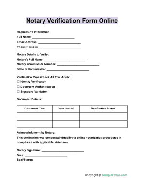 Fillable Online Notary Verification Form Fax Email Print - pdfFiller
