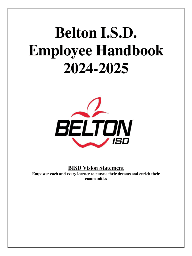 Fillable Online 2024-2025 Belton I.s.d. Employee Handbook Fax Email ...