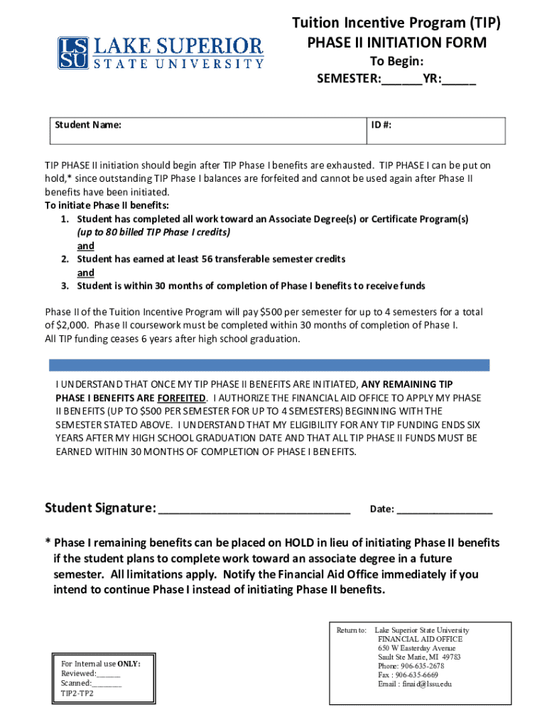 Fillable Online Tip Phase Ii Initiation Form Fax Email Print - pdfFiller