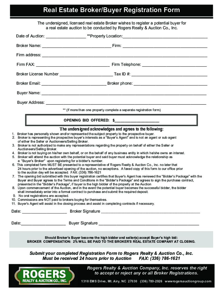Fillable Online Real Estate Broker/buyer Registration Fax Email Print ...