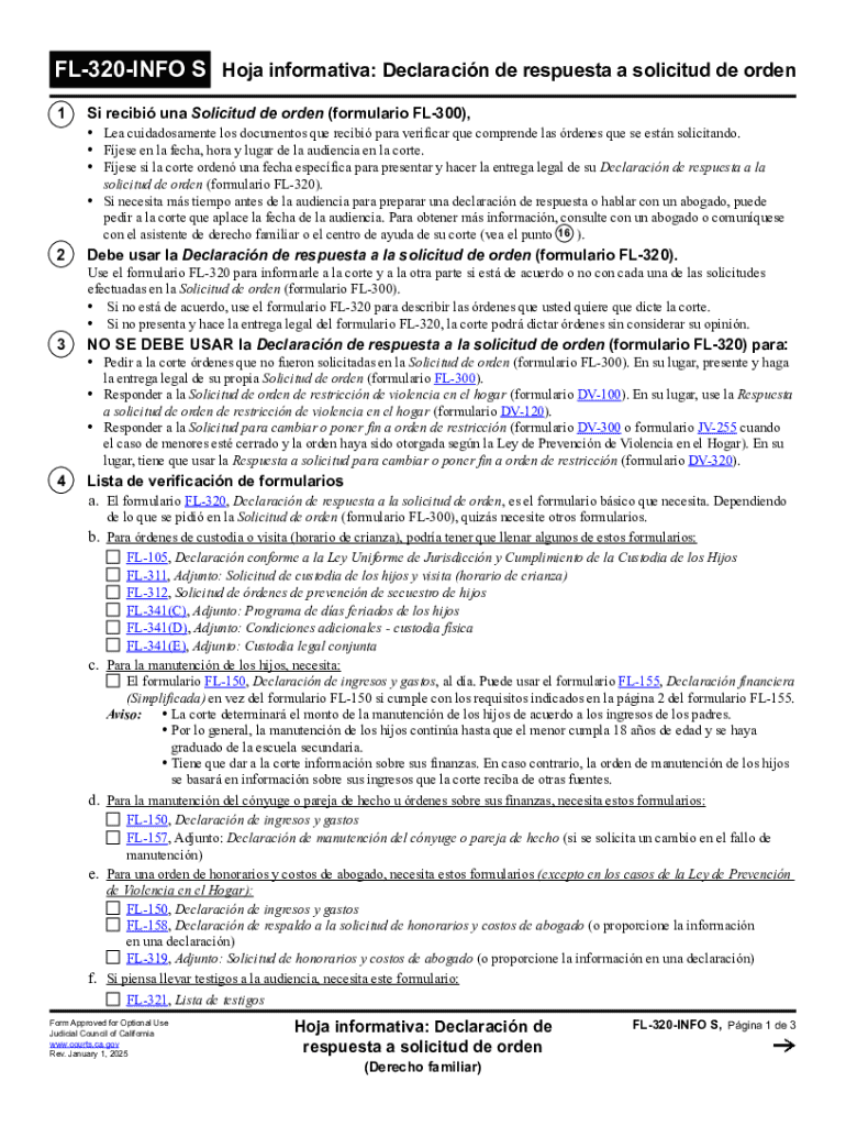 FL320-INFO S Information Sheet Judicial Council forms: Fill out & sign online | DocHub