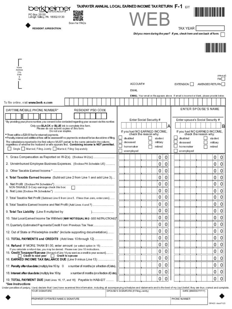 Earned income tax return f-1: Fill out & sign online | DocHub