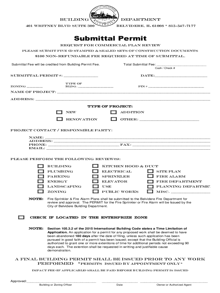 Fillable Online Commercial Plan Review Submittal Permit Fax Email Print ...