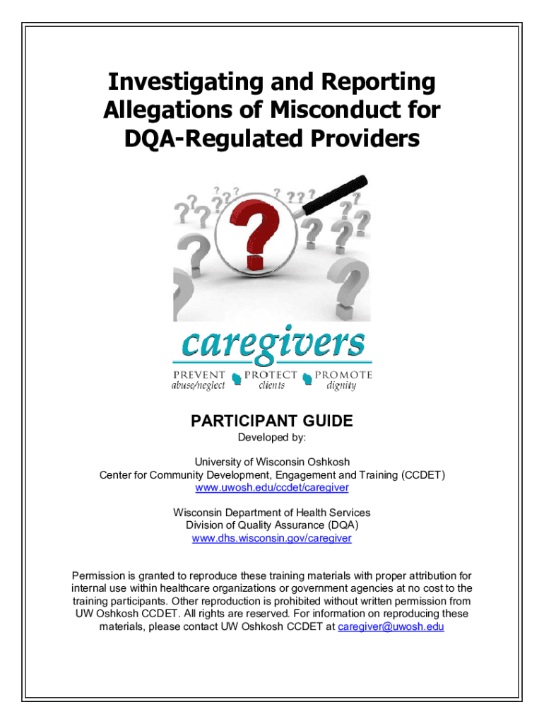 Fillable Online Investigating and Reporting Allegations of Misconduct ...