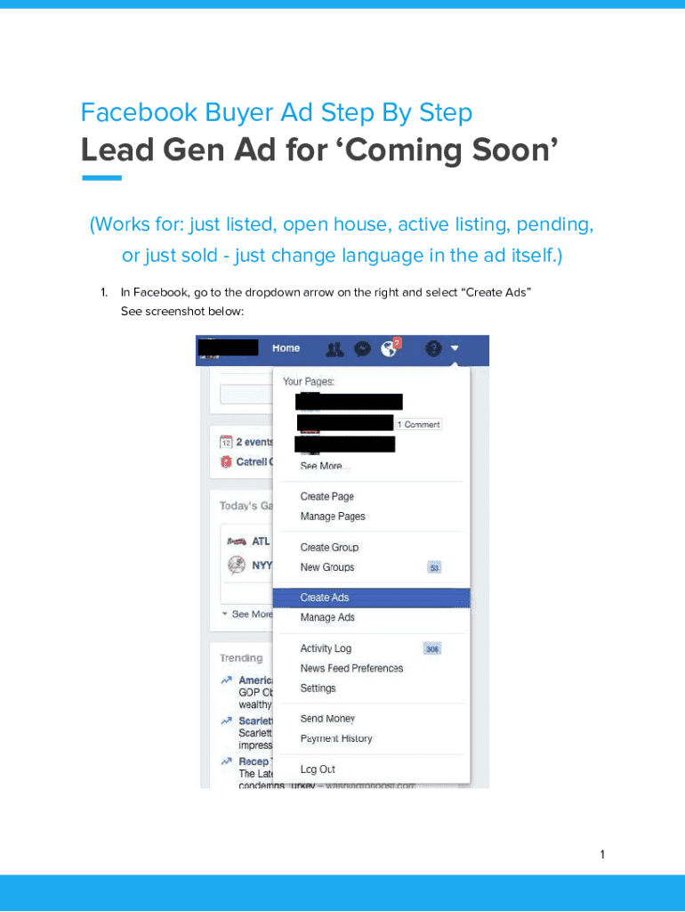 Fillable Online Step by Step Guide to Creating Buyer Ads on Facebook ...