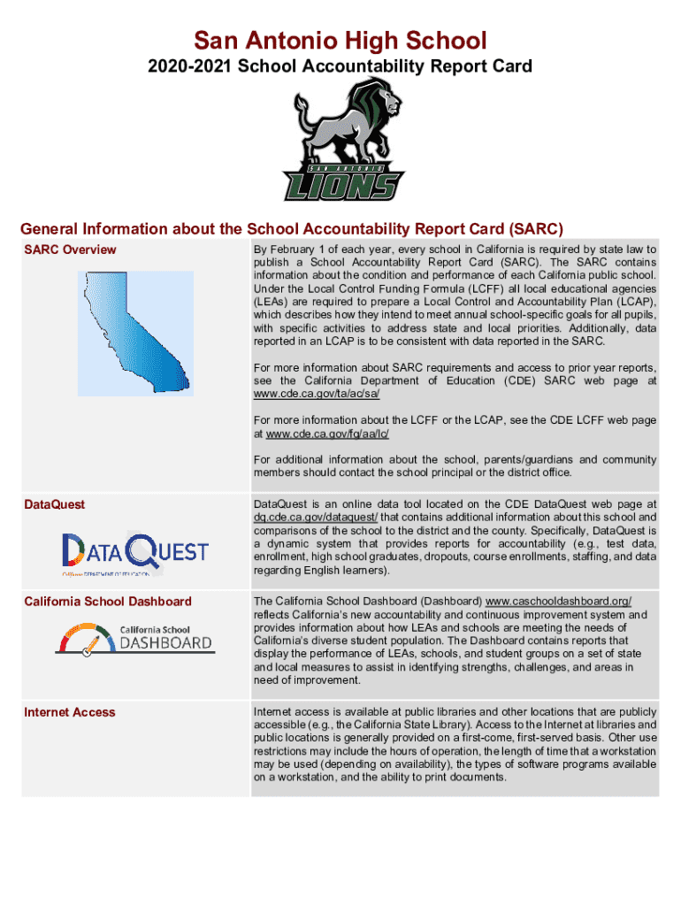 Fillable Online San Antonio High School 2021-22 School Accountability ...