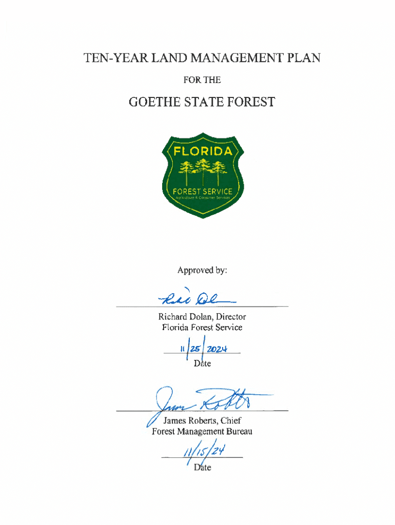 Fillable Online Ten-year Land Management Plan for Goethe State Forest ...