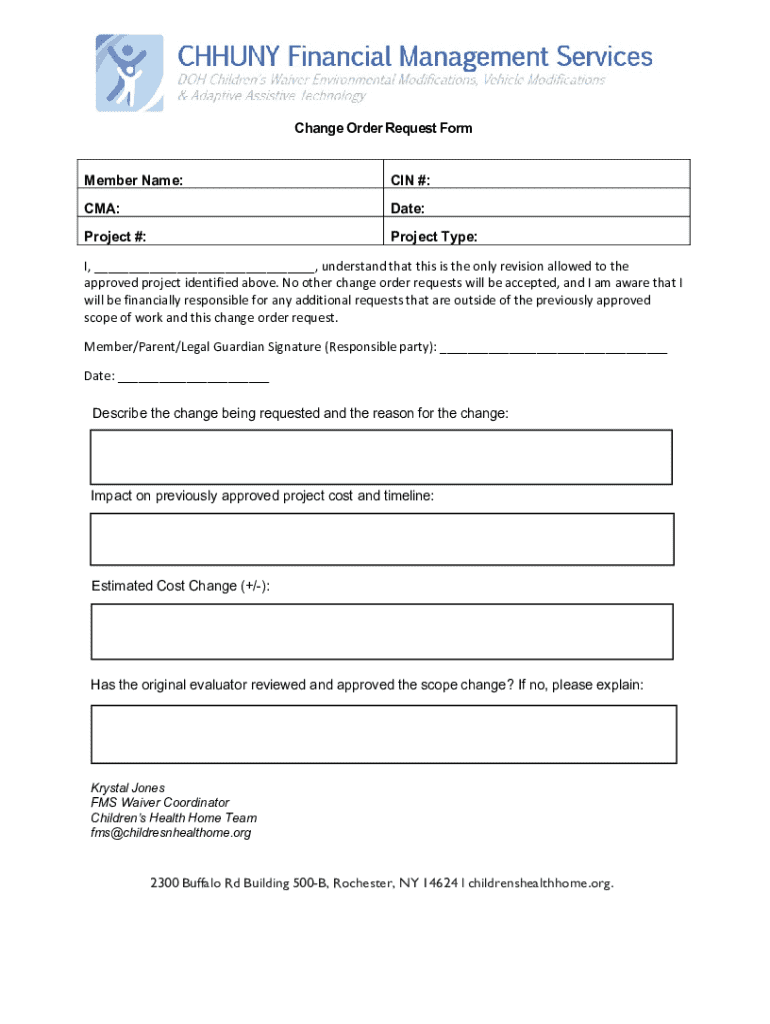 Fillable Online Change Order Request Fax Email Print - pdfFiller