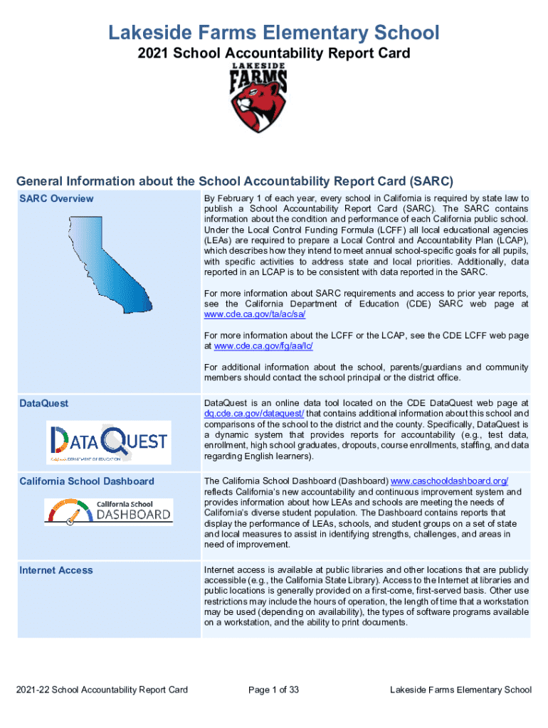 Fillable Online 2021-22 School Accountability Report Card Fax Email ...