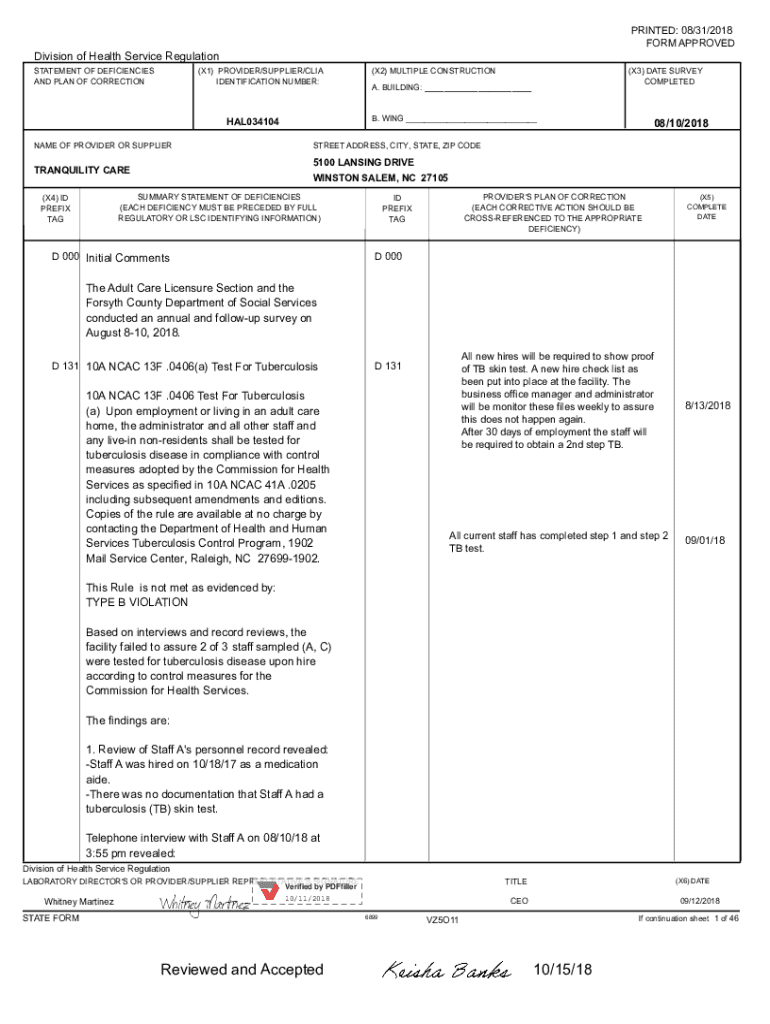 Fillable Online Division of Health Service Regulation - Statement of ...