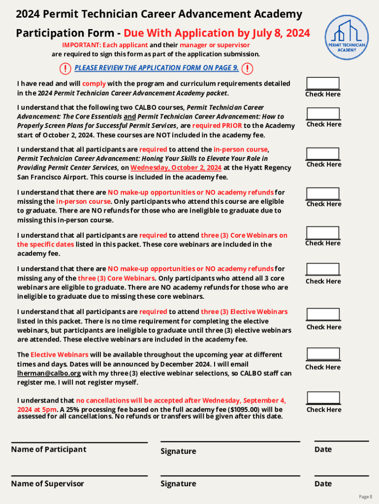 Fillable Online Permit Technician Career Advancement Academy Overview ...