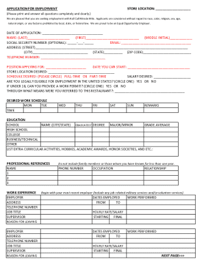 Fillable Online Employment Application Form Fax Email Print - pdfFiller