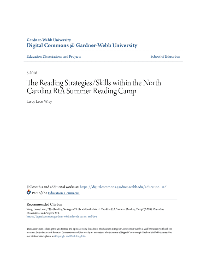 Fillable Online the Reading Strategies/skills Within the North Carolina ...