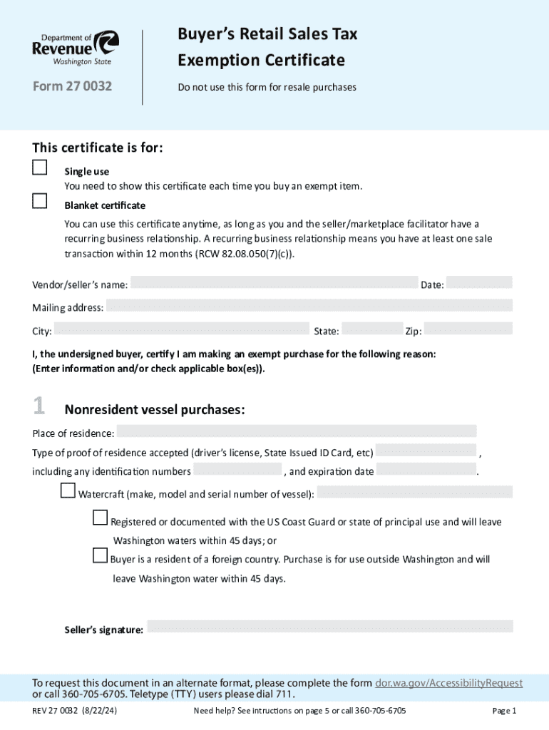 Washington tax exemption form: Fill out & sign online | DocHub