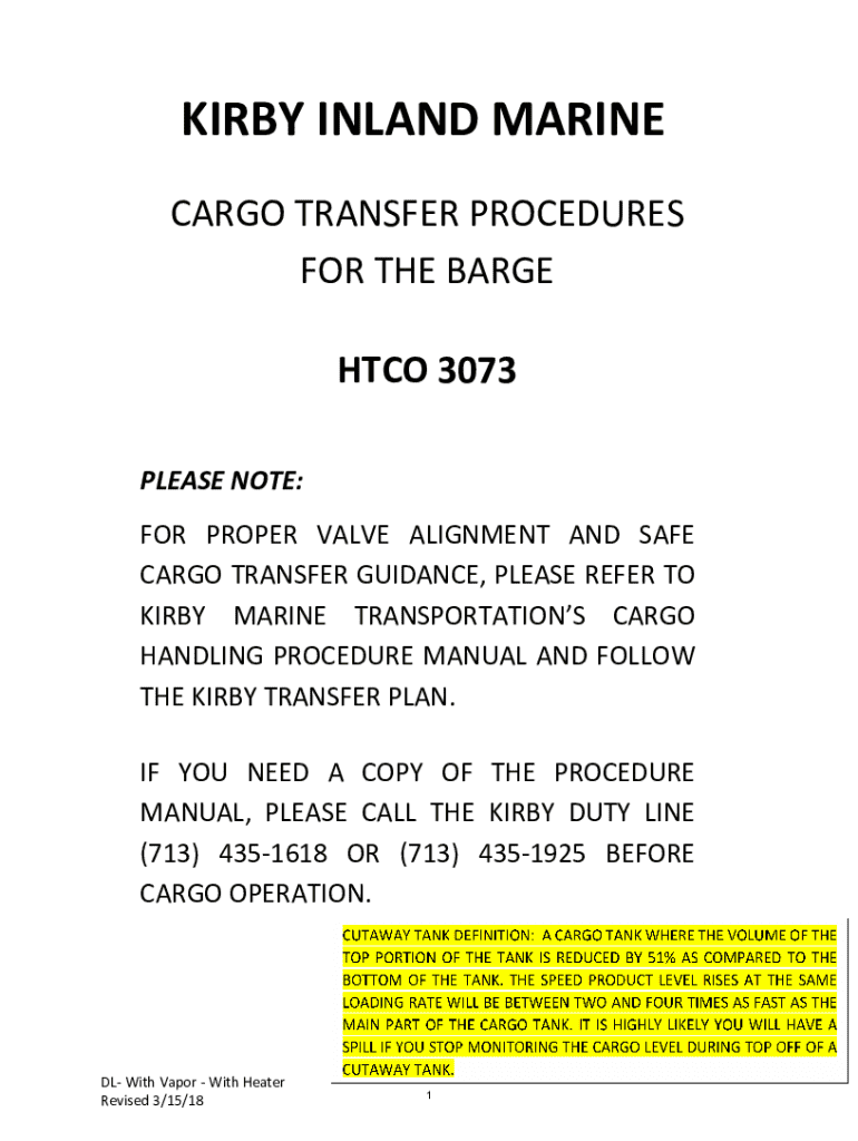 Fillable Online Kirby Inland Marine Cargo Transfer Procedures Fax Email ...