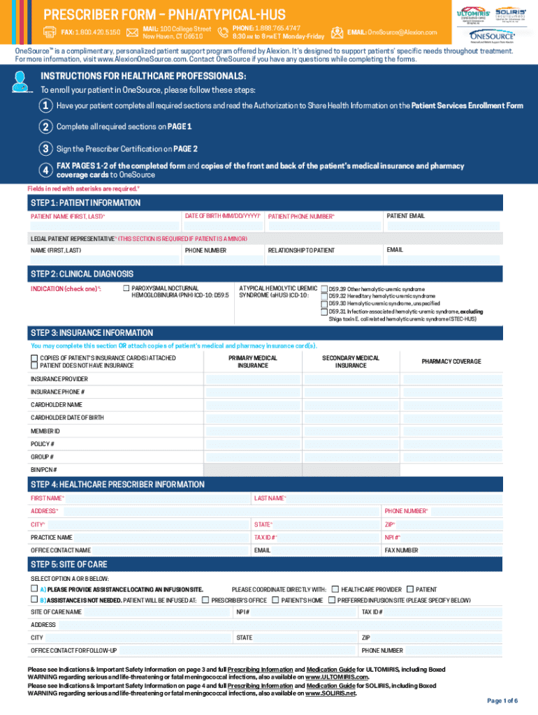 Fillable Online PRESCRIBER FORM PNH/ATYPICAL-HUS Fax Email Print ...