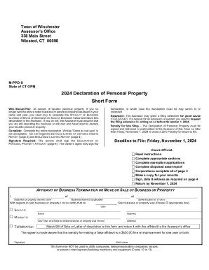 Fillable Online Declaration of Personal Property for Tax Year 2024 Fax ...