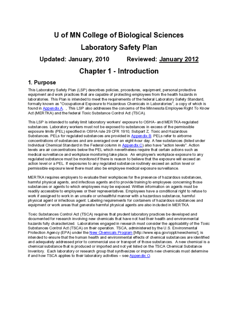 Fillable Online Lab Safety Plan ToolkitUMN University Health & Safety Fax Email Print - pdfFiller